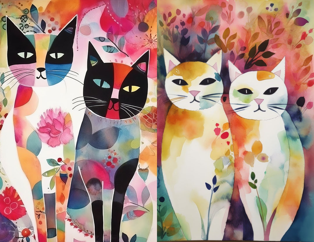 FRISKY FELINES | Watercolor Cats, Journaling Papers, Atc Cards ...