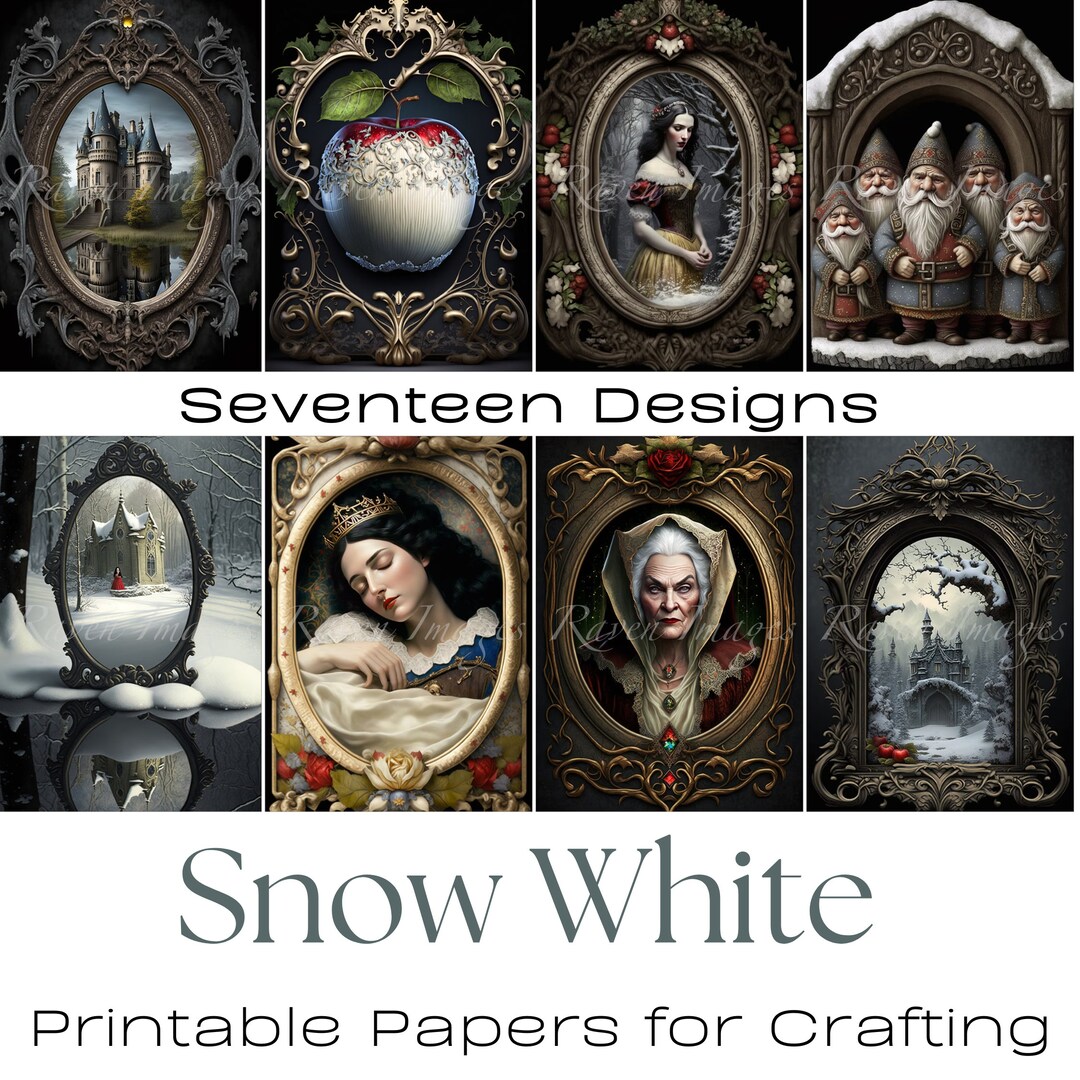 SNOW WHITE Set | Journaling Papers, ATC Card, Digital Paper, Printable ...