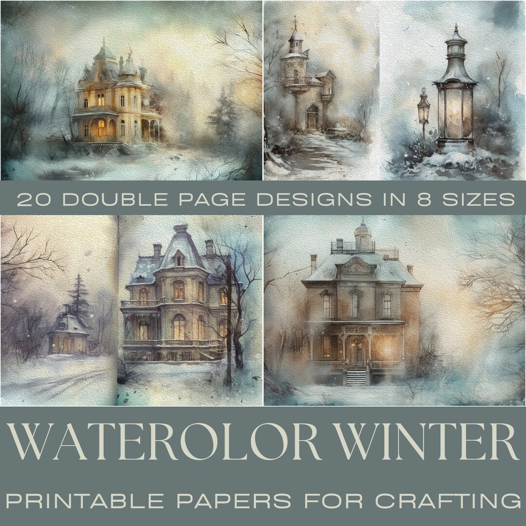 Watercolor Winter Journaling Papers | Printable Ephemera, ATC Cards ...