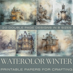 Watercolor Winter Journaling Papers | Printable Ephemera, ATC Cards ...