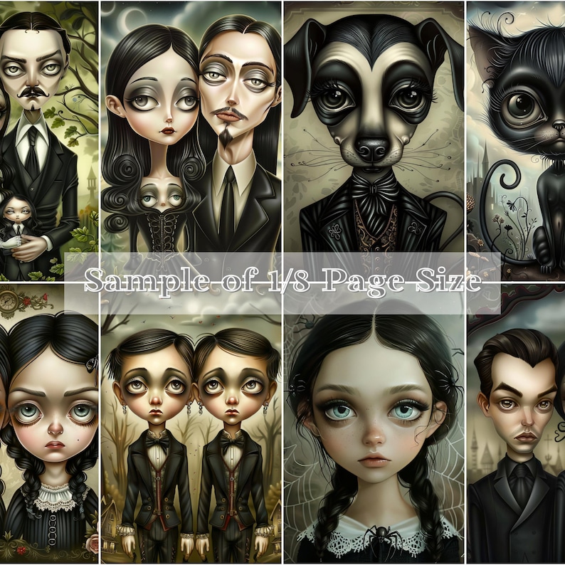 Gothic Halloween Art | Freaky Families Portrait Journaling Papers ...