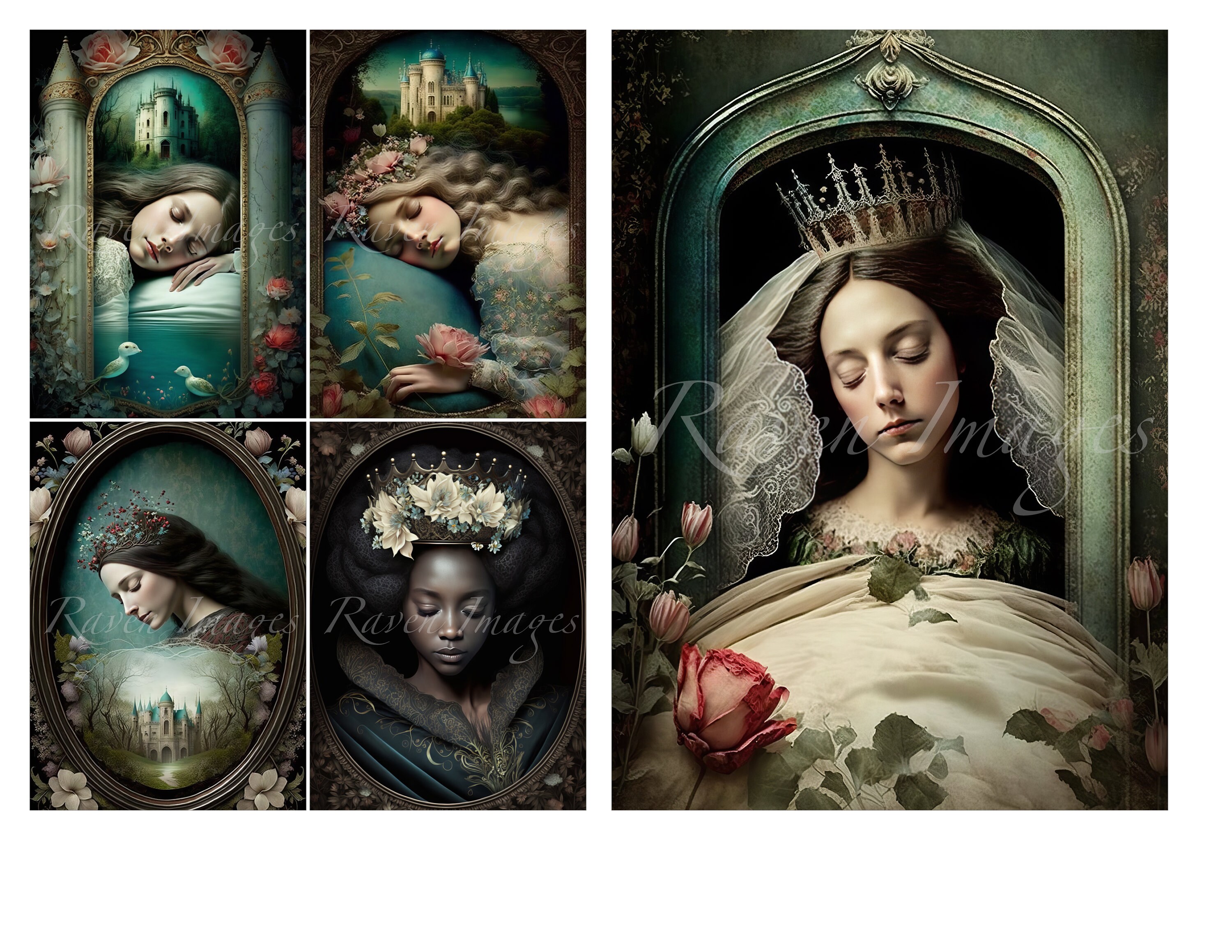 SLEEPING BEAUTY, Journaling Papers, ATC Card, Digital Paper, Printable ...