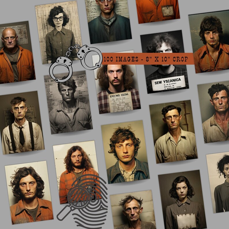 100 Vintage Mugshot Photos, Printable Ephemera (commercial Use) - Etsy
