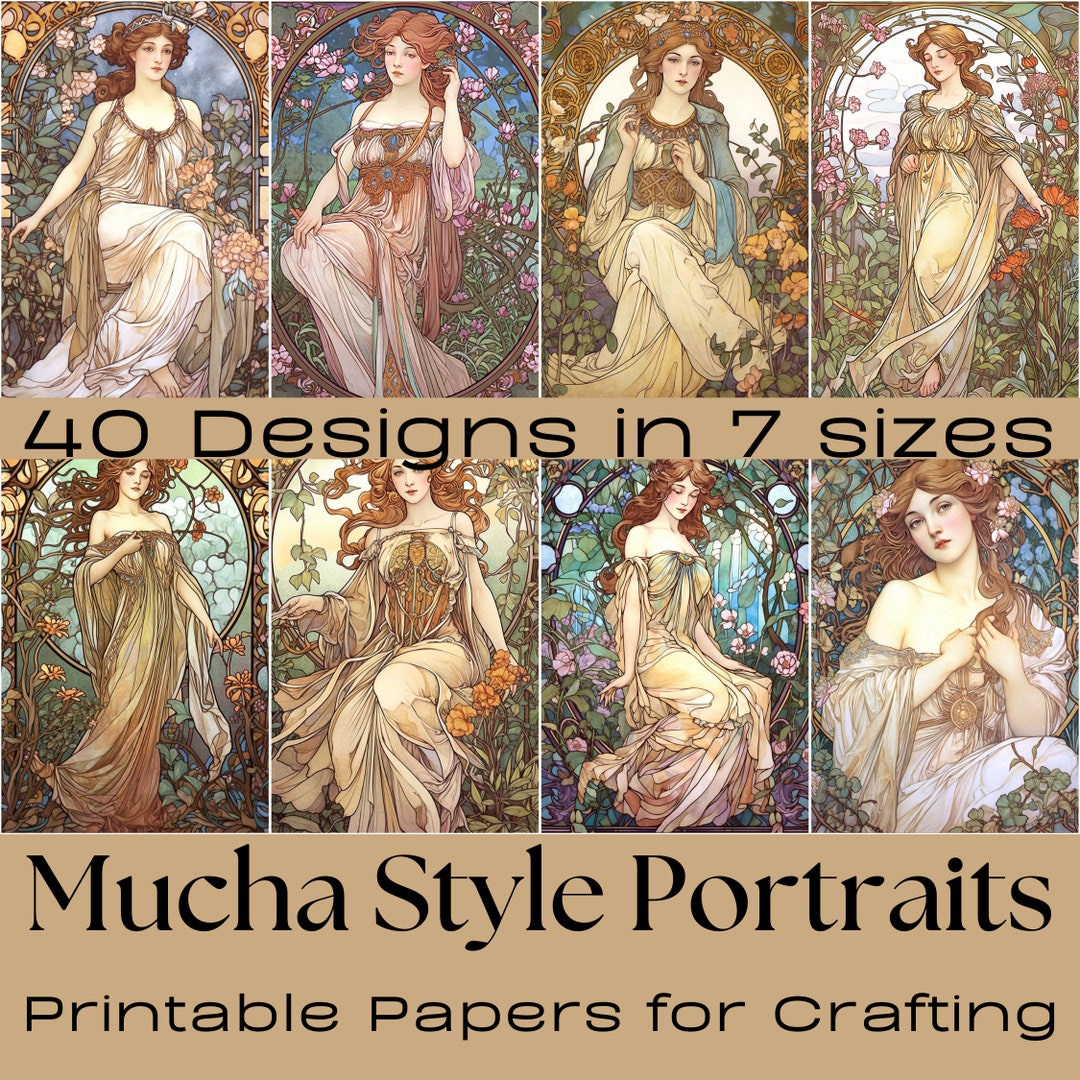 MUCHA STYLE | Journaling Papers, ATC Card, Crafting Paper, Printable ...