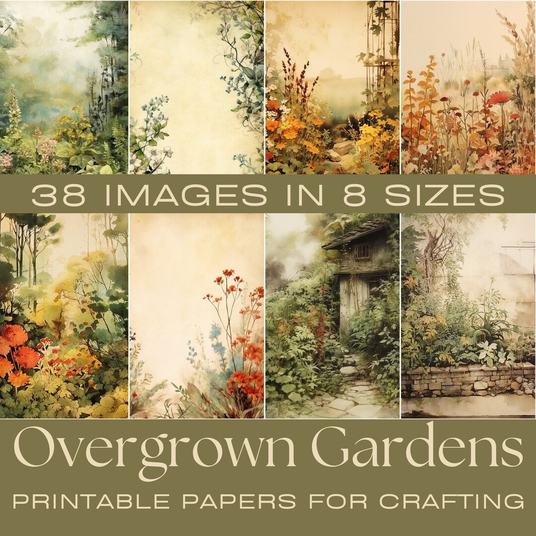 OVERGROWN GARDEN | Watercolor Garden, Junk Journal Supplies, Junk ...