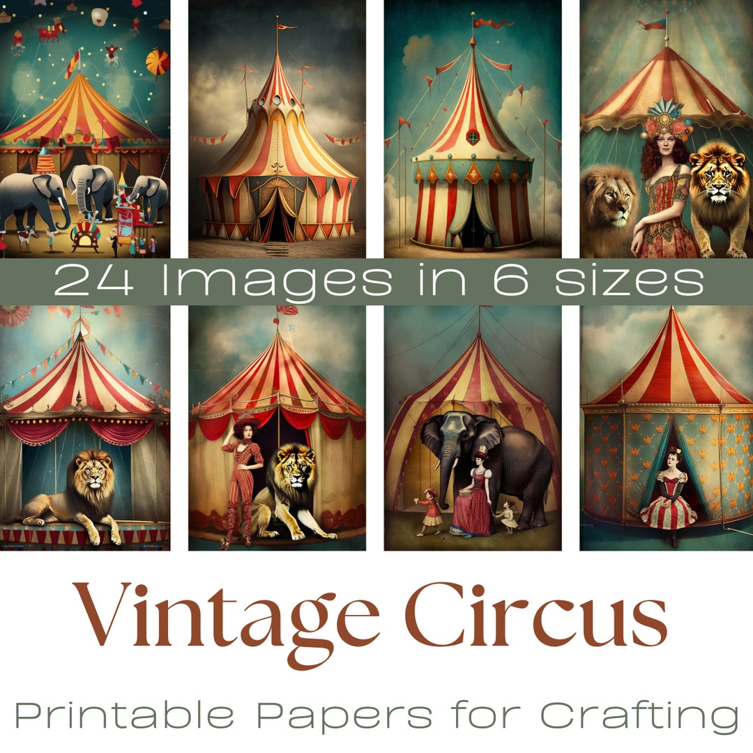 VINTAGE CIRCUS | Junk Journal Supplies, Circus Junk Journal Ephemera ...