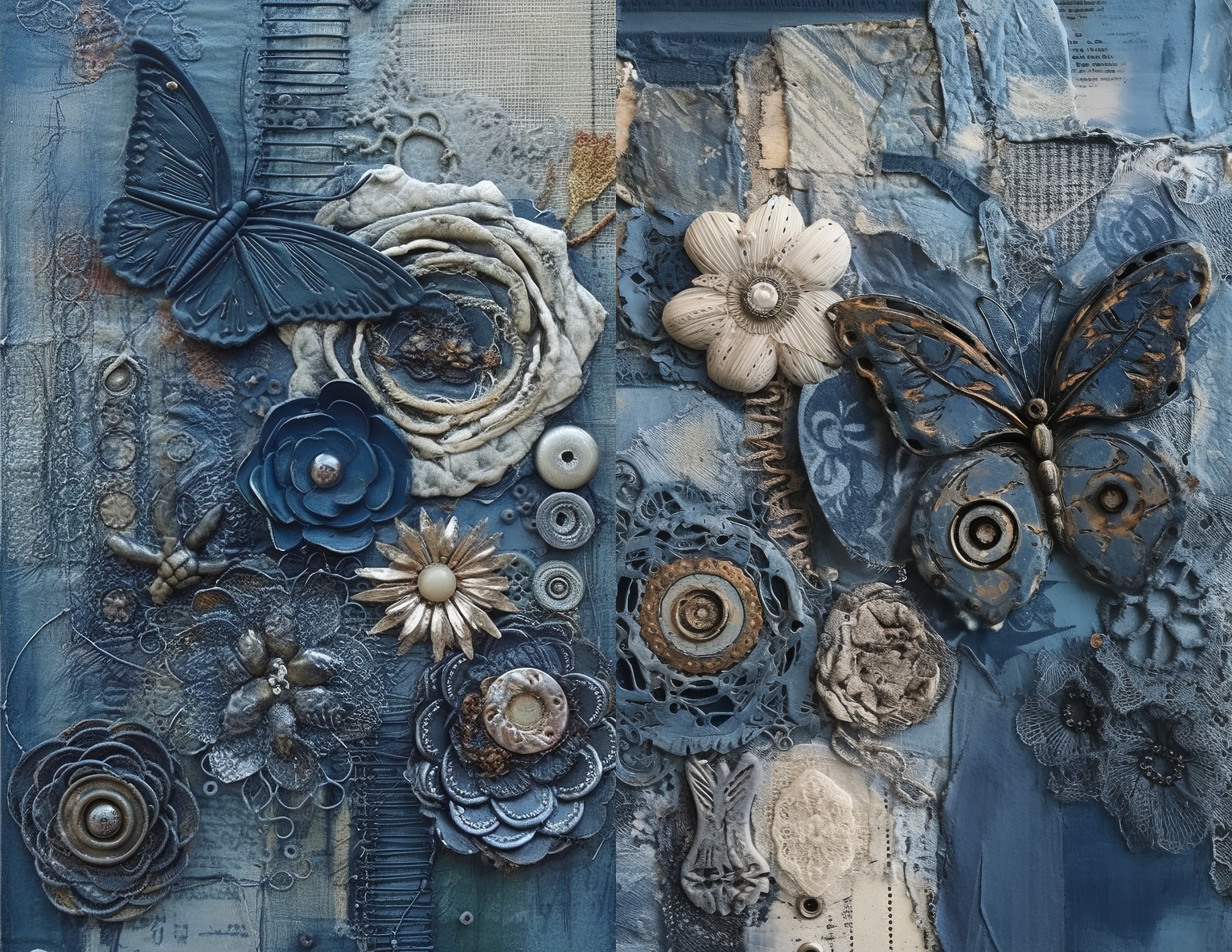 BOHO BLUE TEXTILES | Journaling Covers, Atc Cards, Crafting Papers ...