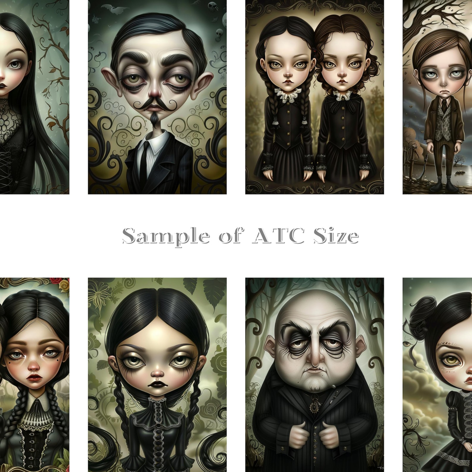 Gothic Halloween Art | Freaky Families Portrait Journaling Papers ...