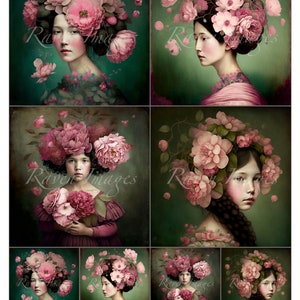 PINK PORTRAITS SET | Junk Journaling Supplies, Square, Digital Paper ...