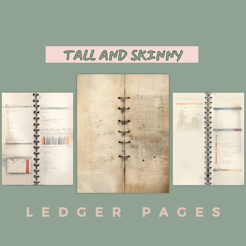 Tall Skinny Ledger Pages | High-resolution Printables (commercial Use ...