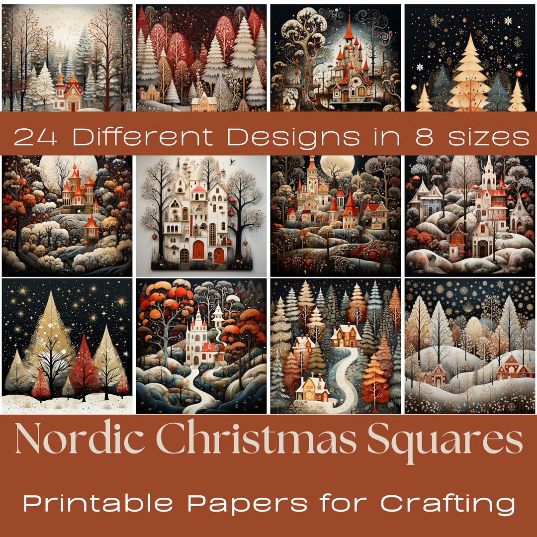 NORDIC CHRISTMAS SQUARES | Printable Christmas Cards, Papers, Printable ...