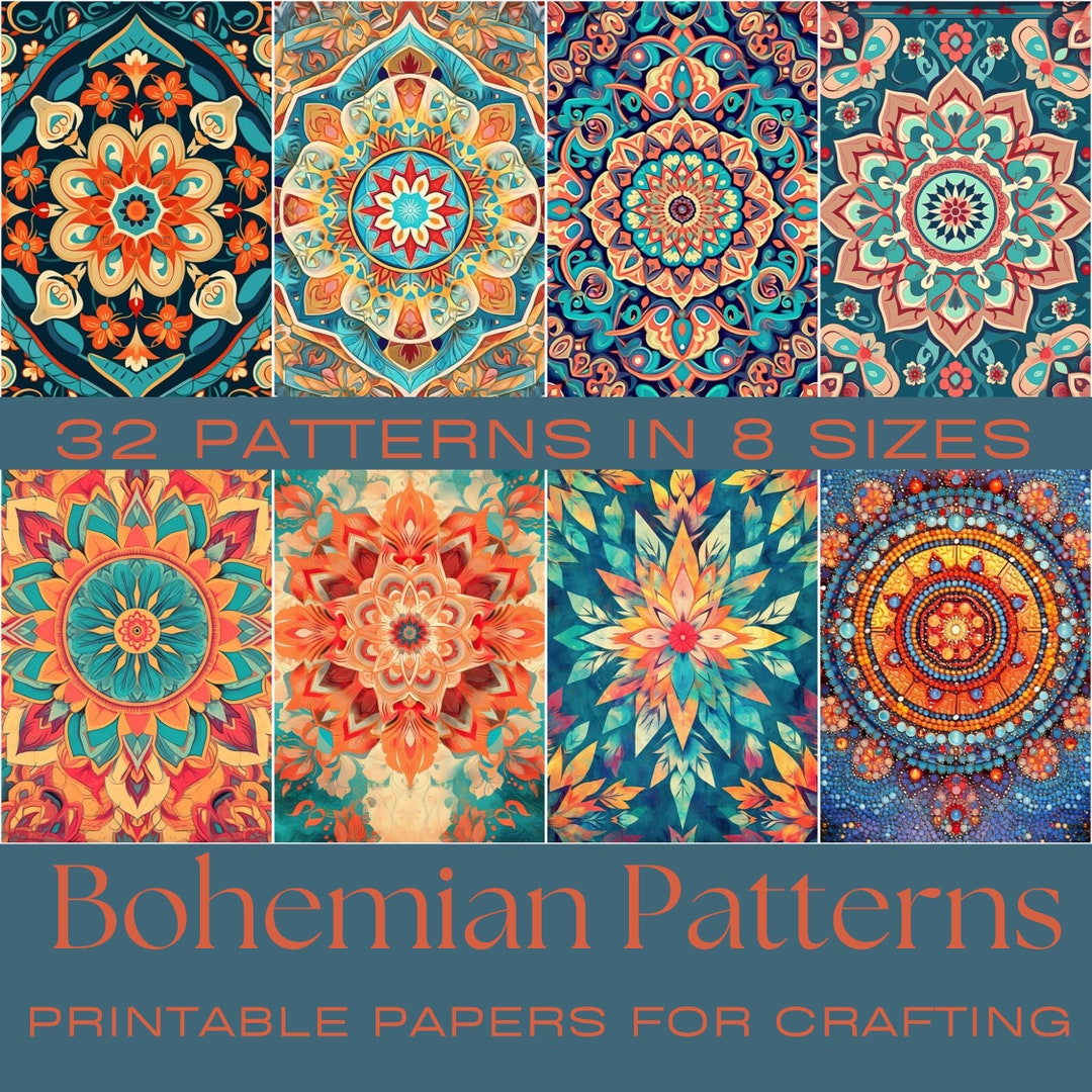 BOHEMIAN PATTERNS |boho Journaling Papers, ATC Card, Crafting Paper ...