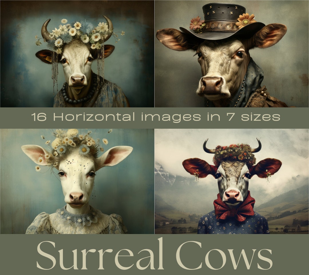 SURREAL COWS | Journaling Papers, ATC Cards, Digital Paper, Printable ...