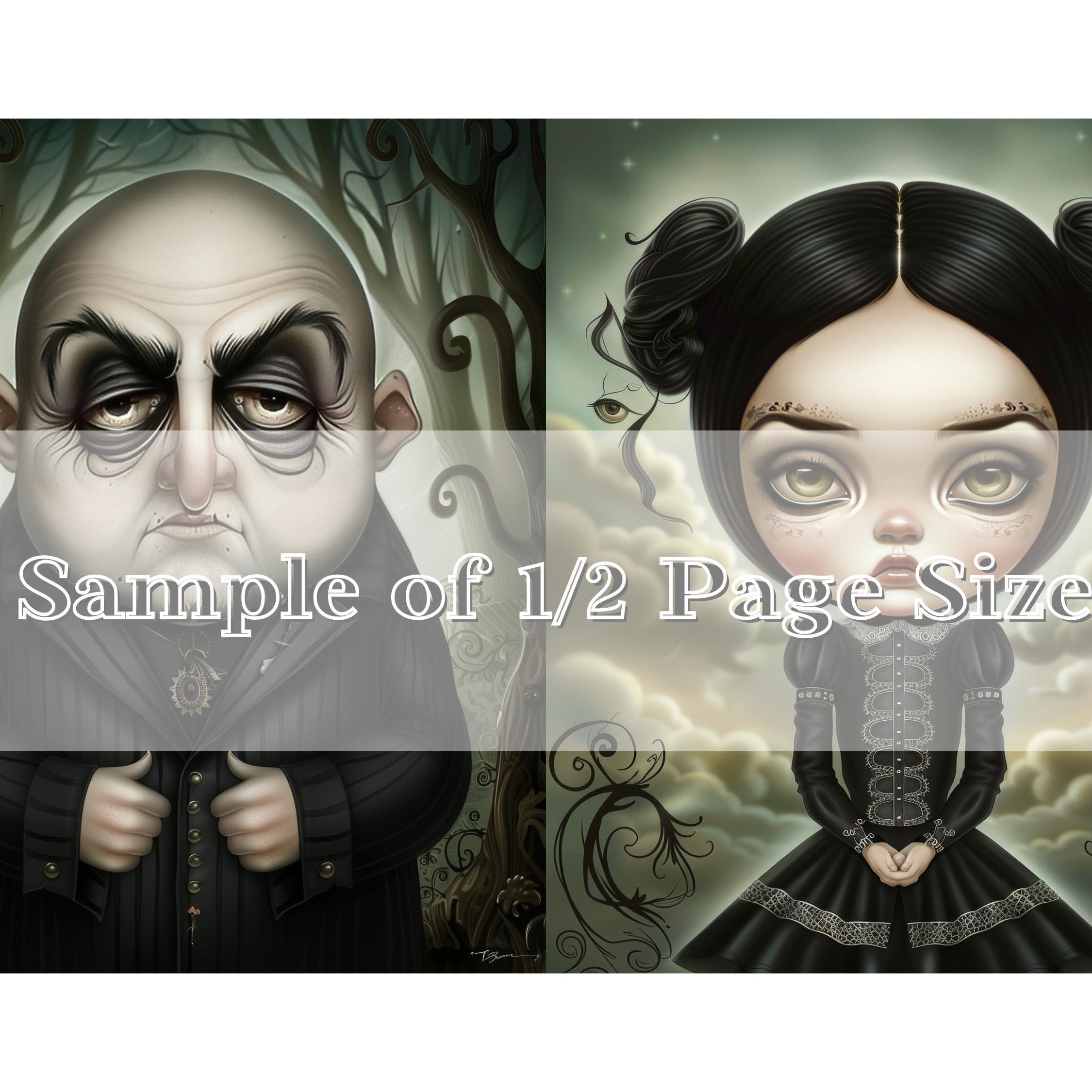 Gothic Halloween Art | Freaky Families Portrait Journaling Papers ...