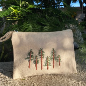 Hand Embroidered Pine Tree Pouch - Etsy