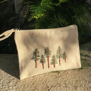 Hand Embroidered Pine Tree Pouch - Etsy