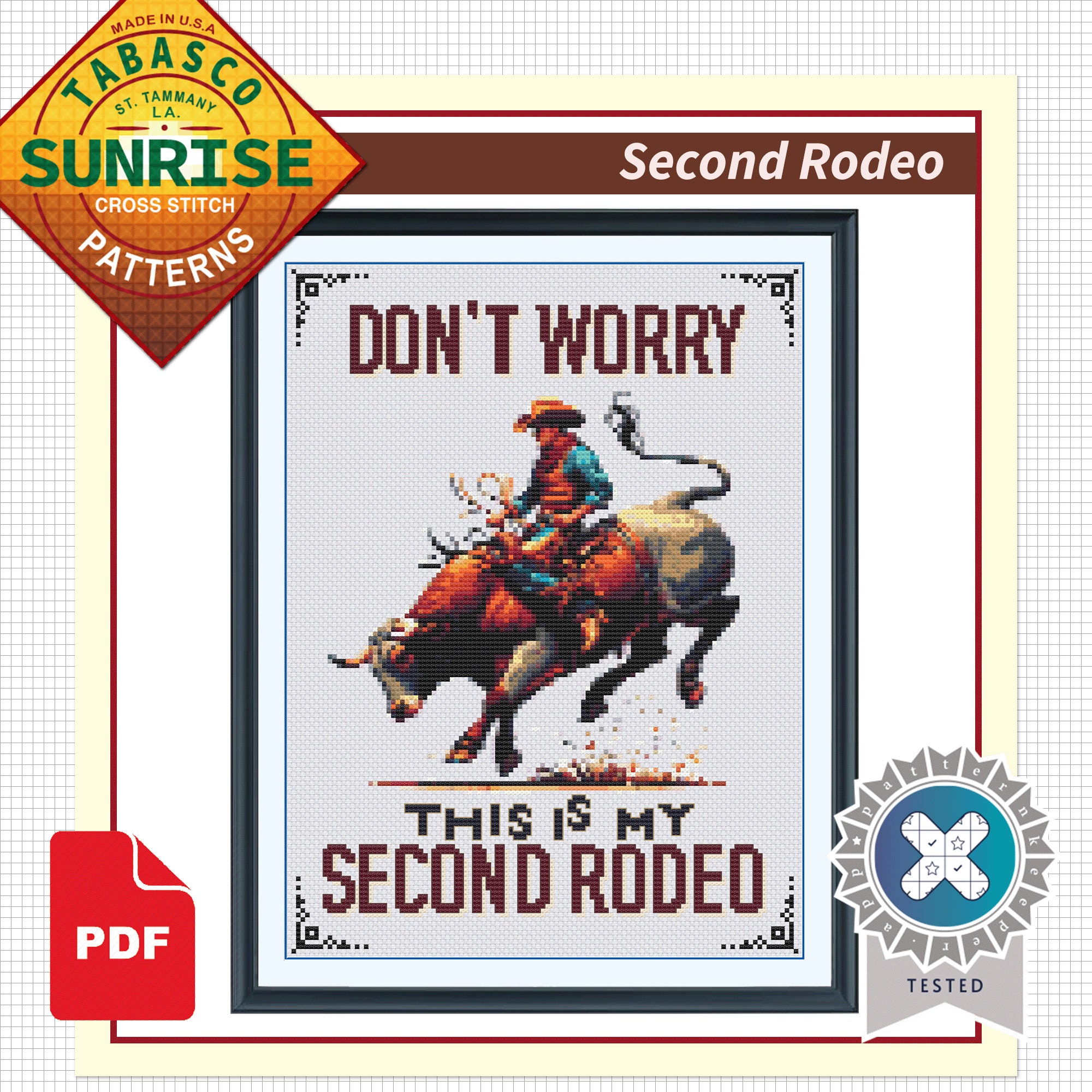 Don't Worry This is My Second Rodeo- Cross Stitch Pattern - Cross ...