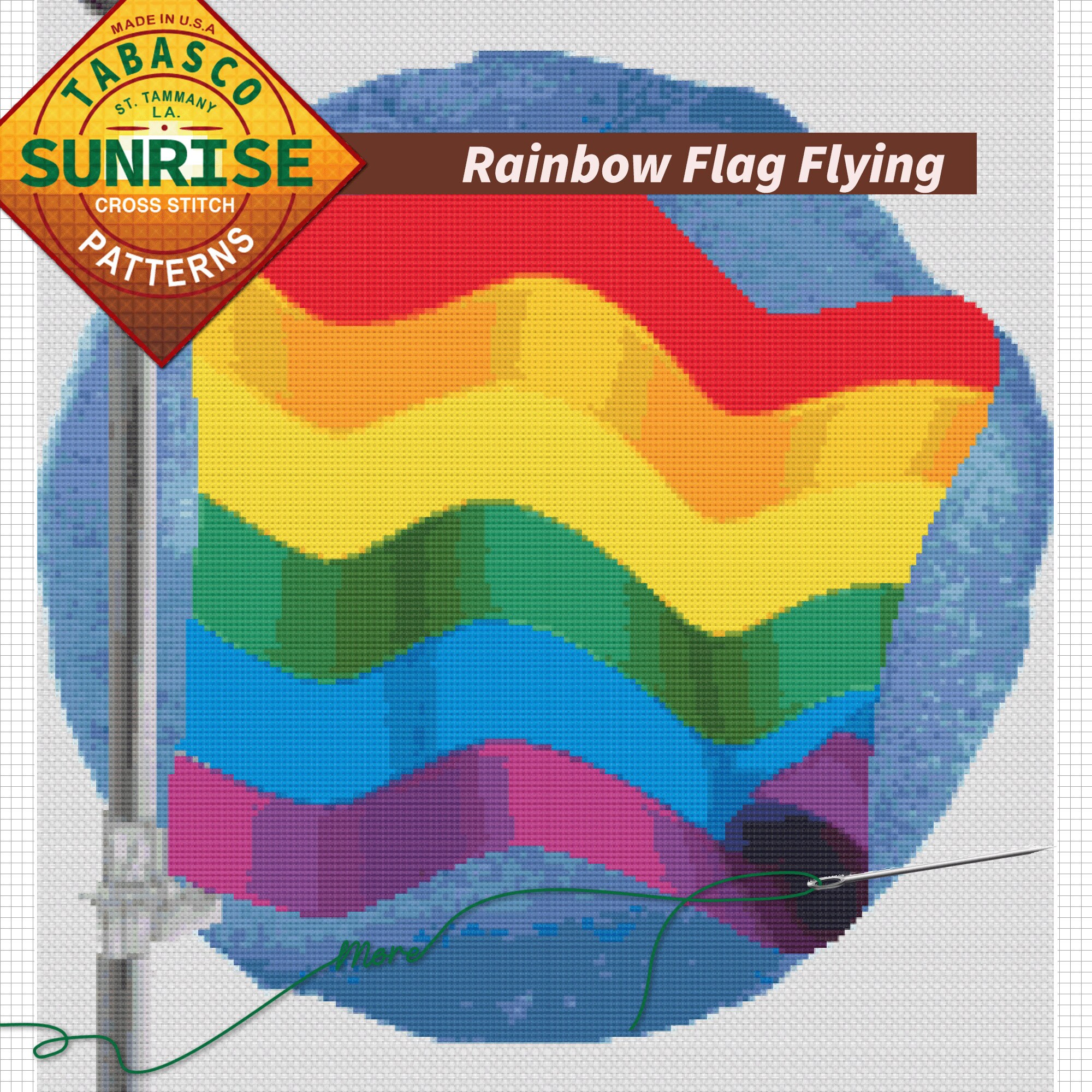 Rainbow Pride Flag Cross Stitch Pattern Flying in the Wind 170 X 224 ...