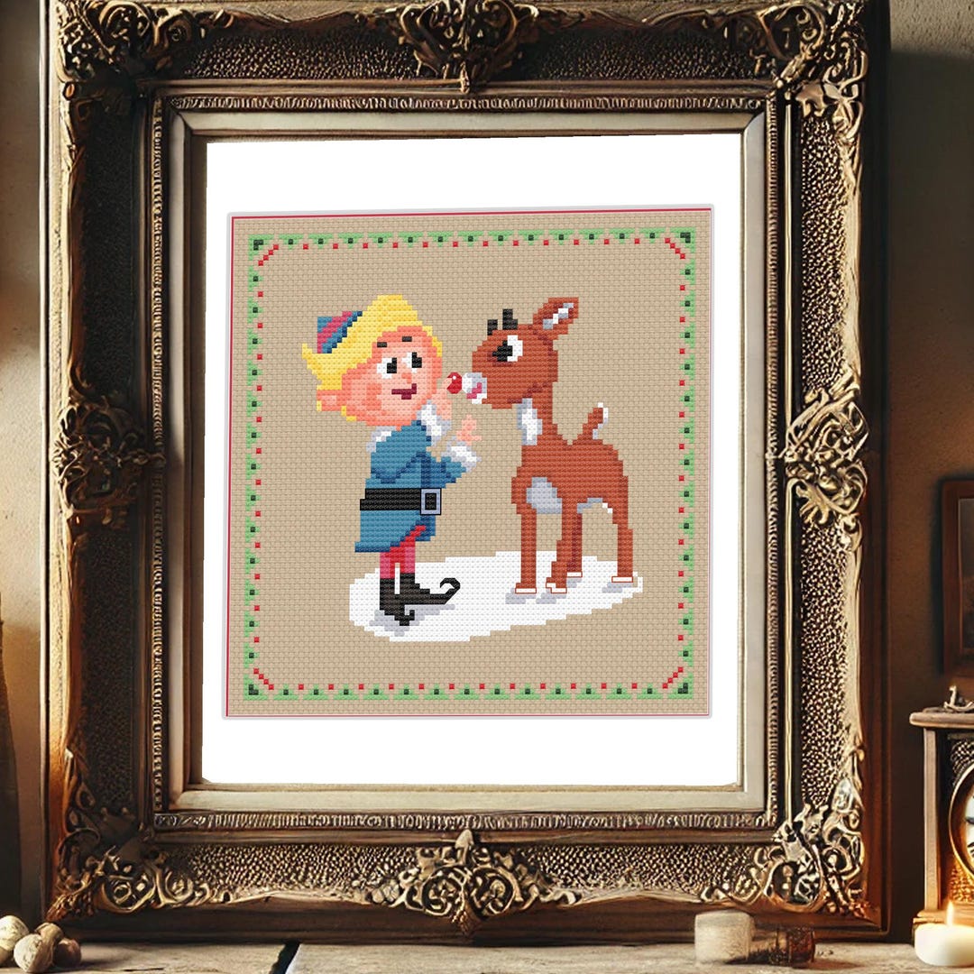 Rudolph the Red Nosed Reindeer With Hermey | Cross Stitch Pattern ...