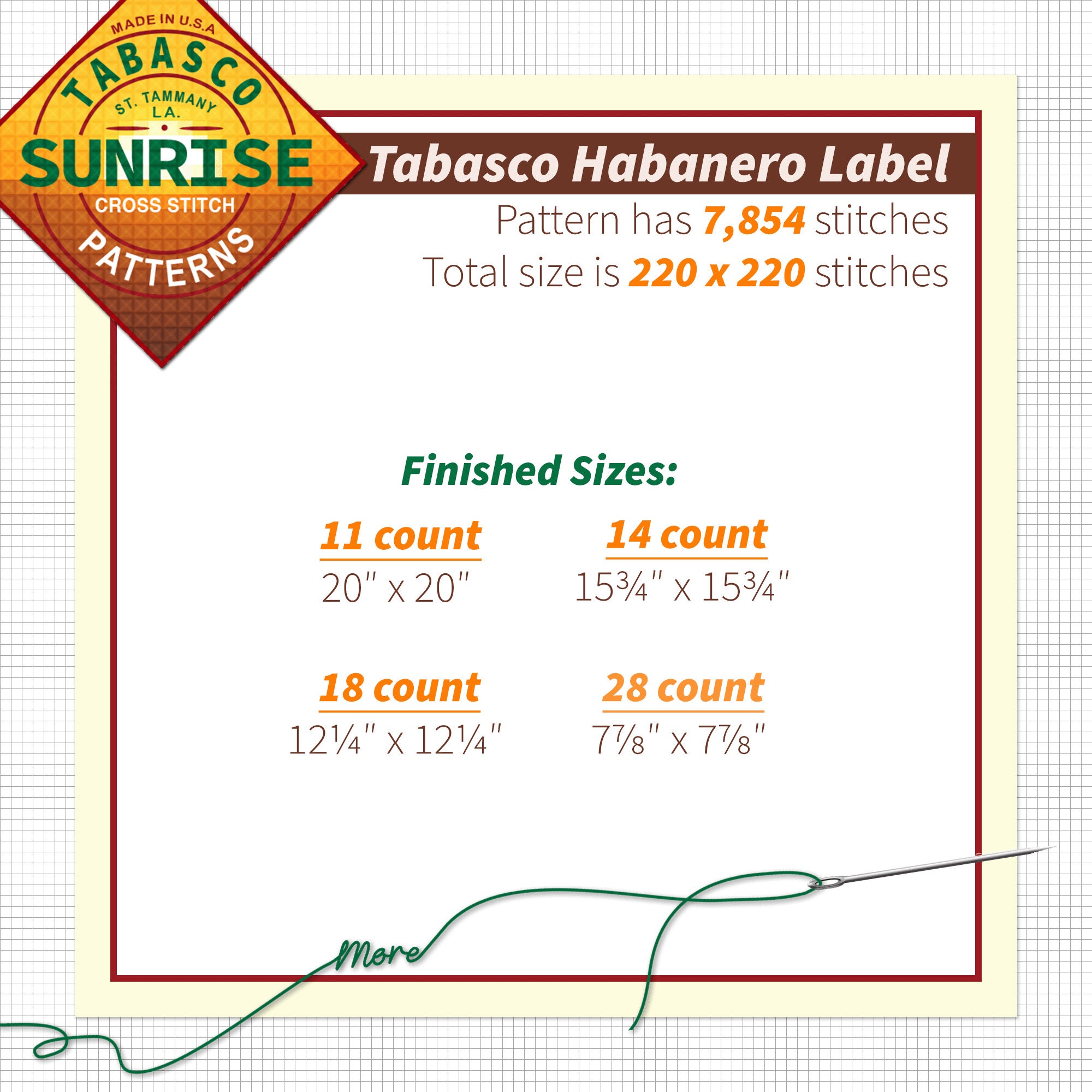 Tabasco Habanero Cross Stitch Pattern Cross Stitch PDF Download Modern ...