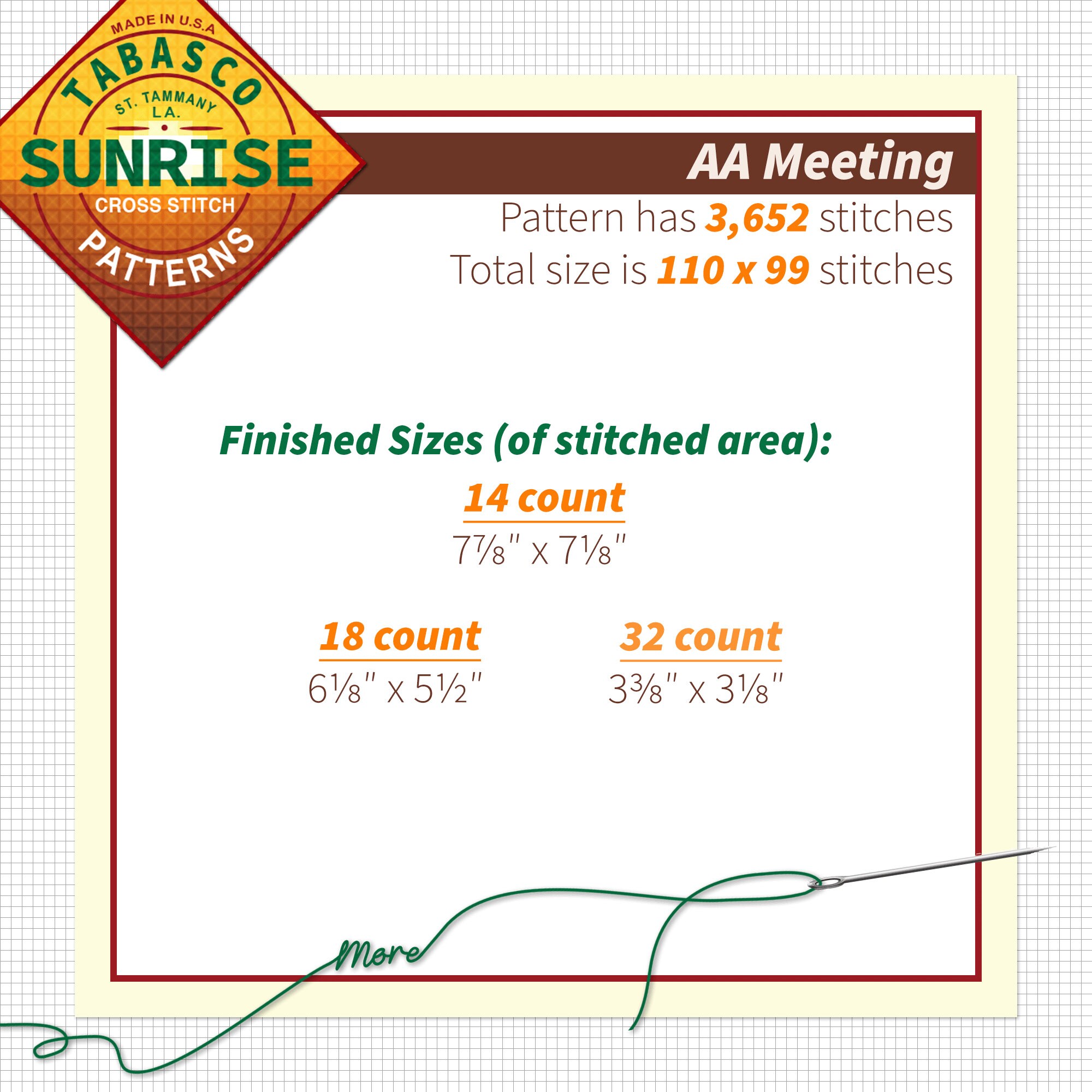 AA Meeting - Cross Stitch Pattern - Cross Stitch PDF - Modern Cross ...
