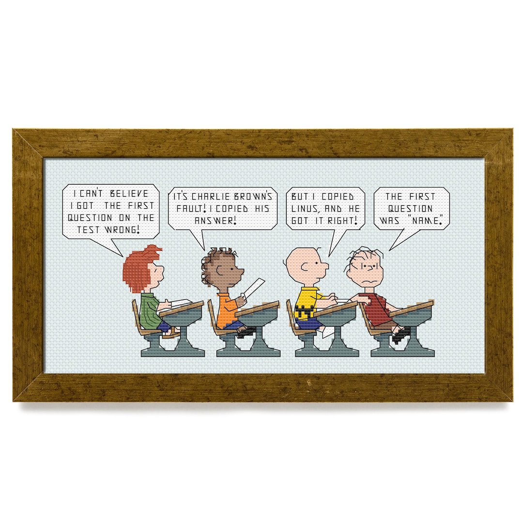 Vintage Comic Cross Stitch Pattern - Classroom Cheating - Peppermint ...