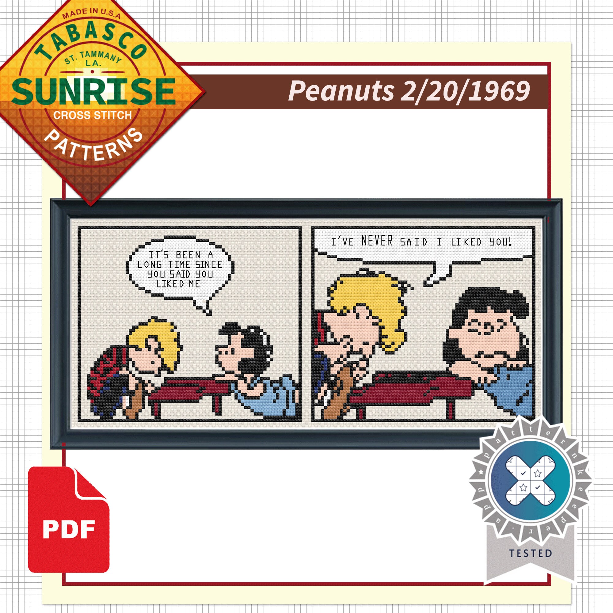 Peanuts Cross Stitch Pattern | Lucy & Schroeder Piano Classic | Fun and ...