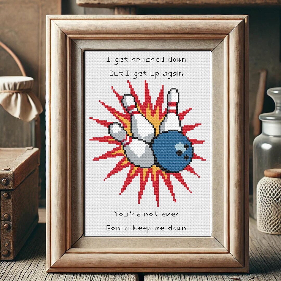 Whimsical "i Get Knocked Down" Bowling Cross Stitch Pattern | Fun and ...