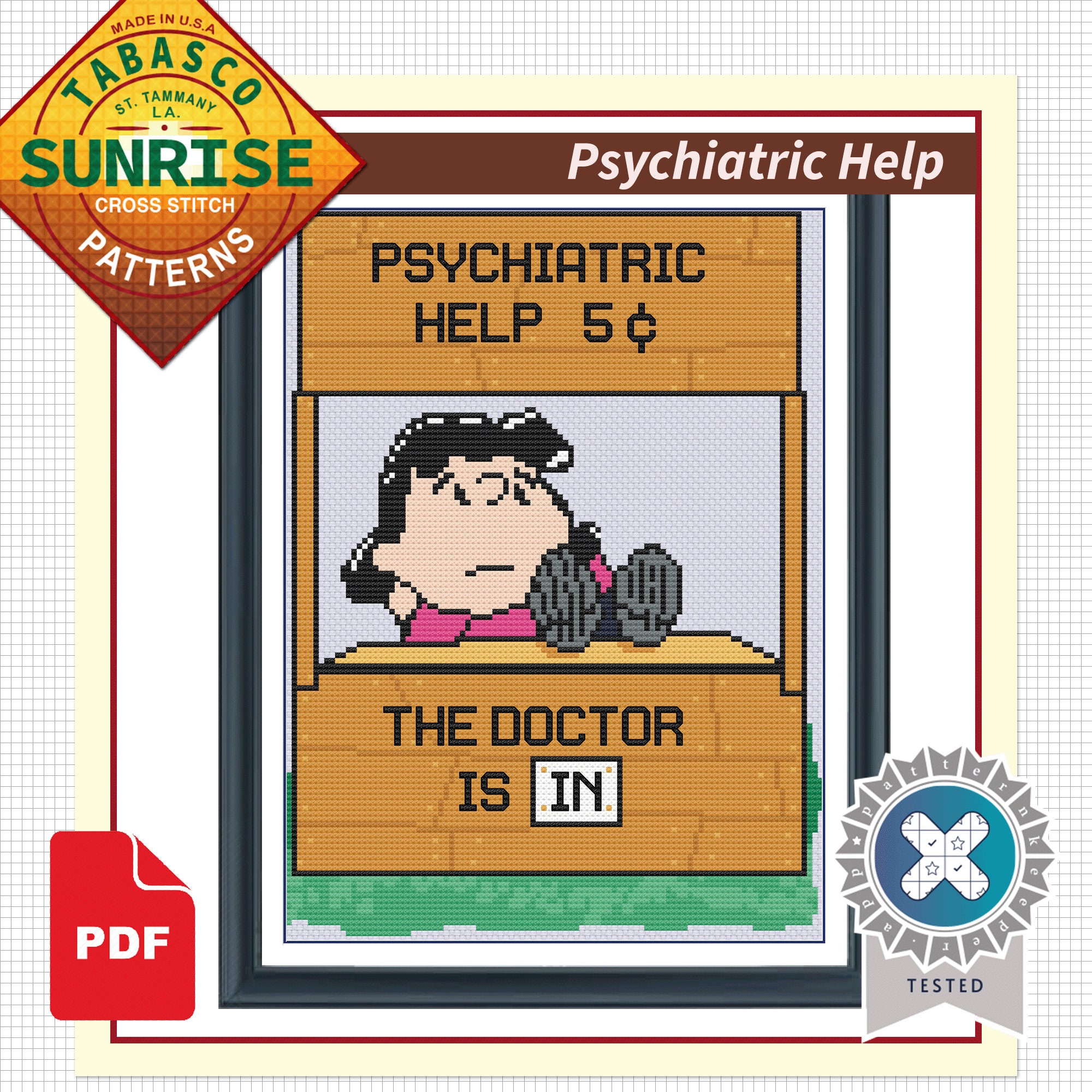 Vintage Comic Cross Stitch Psychiatric Help Lucy | Heartwarming ...