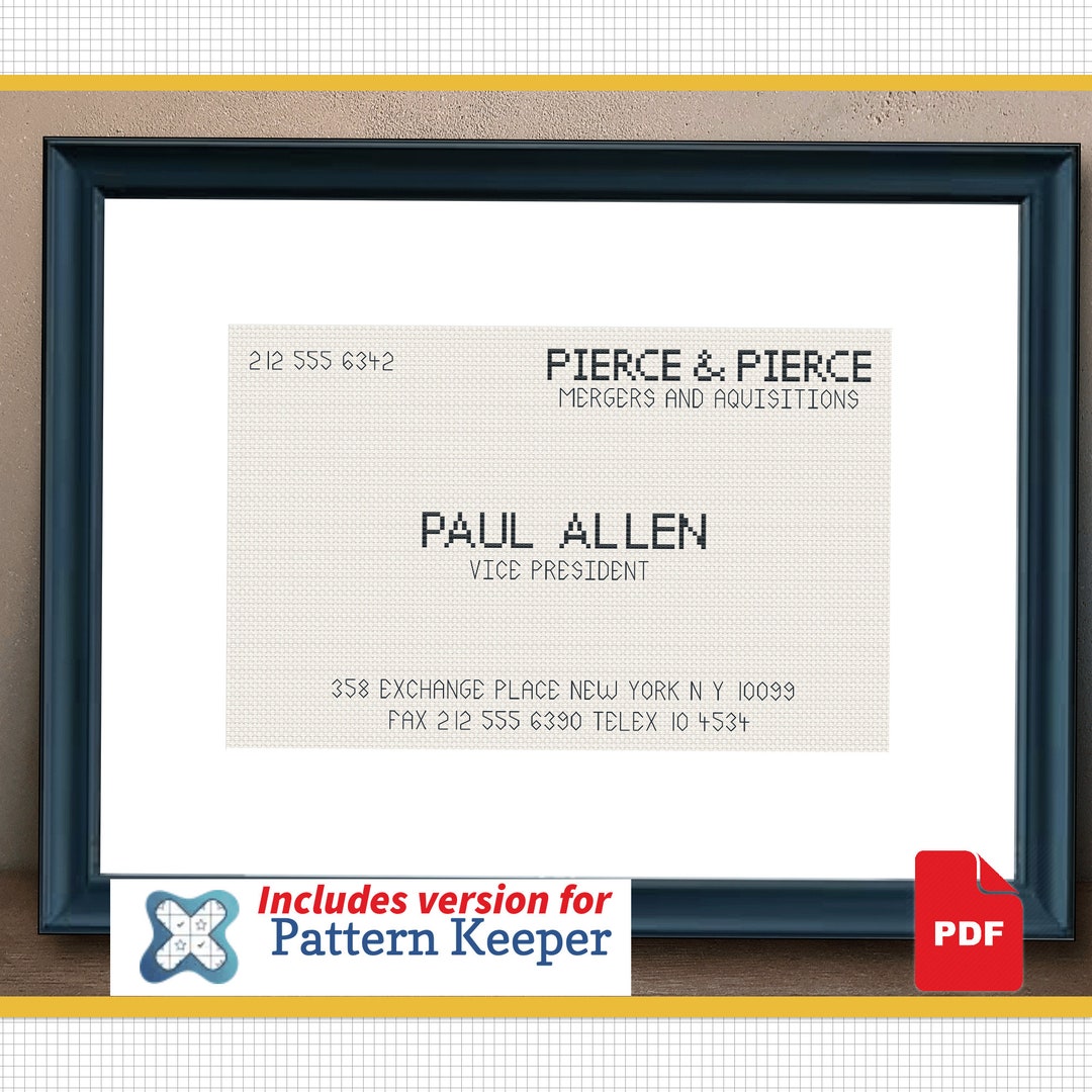 Paul Allen's Business Card (american Psycho) Cross Stitch Pattern ...