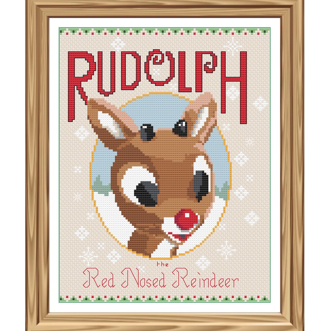Rudolph the Red Nosed Reindeer Cross Stitch Pattern | Classic Christmas ...