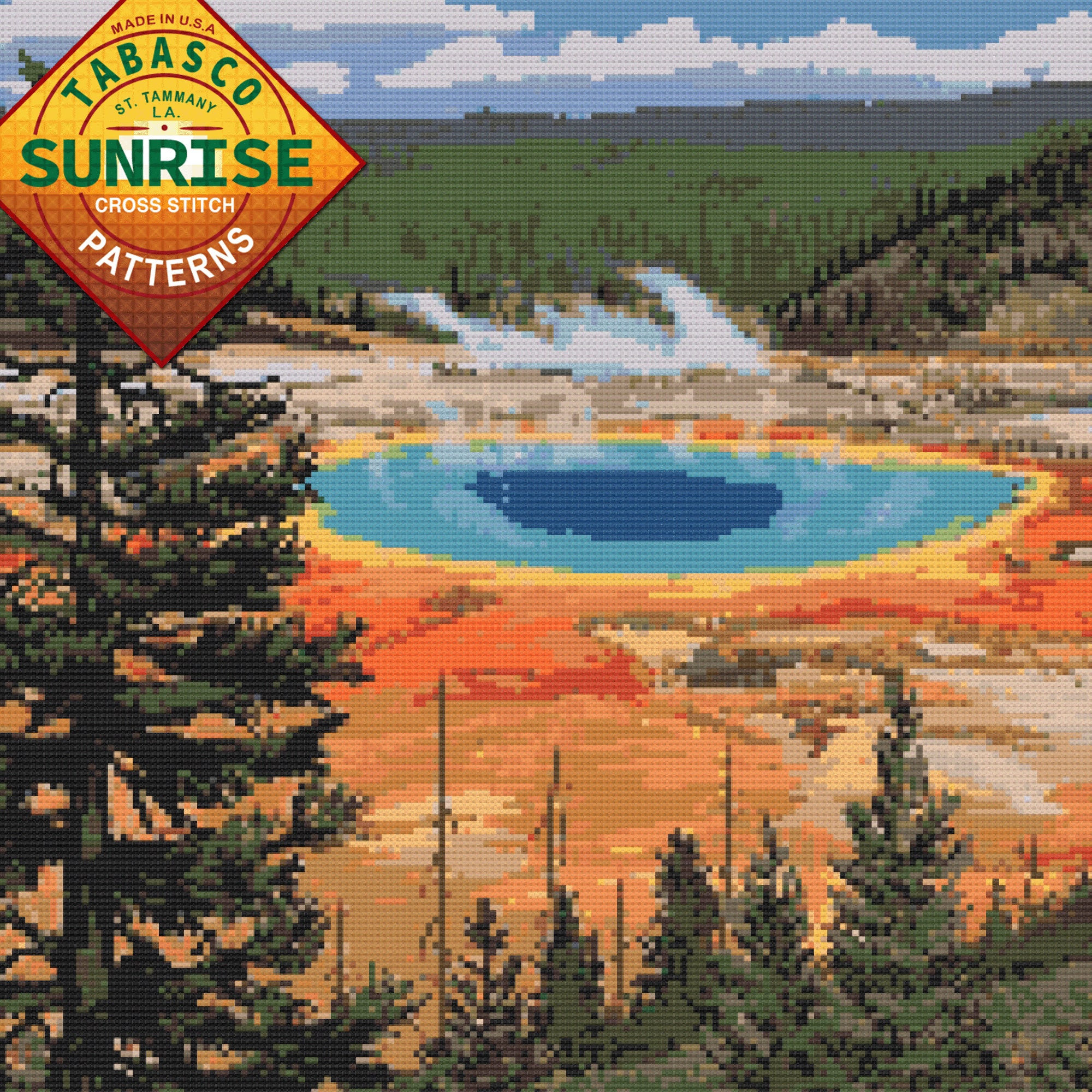 Grand Prismatic Spring yellowstone Cross Stitch Pattern Cross Stitch ...