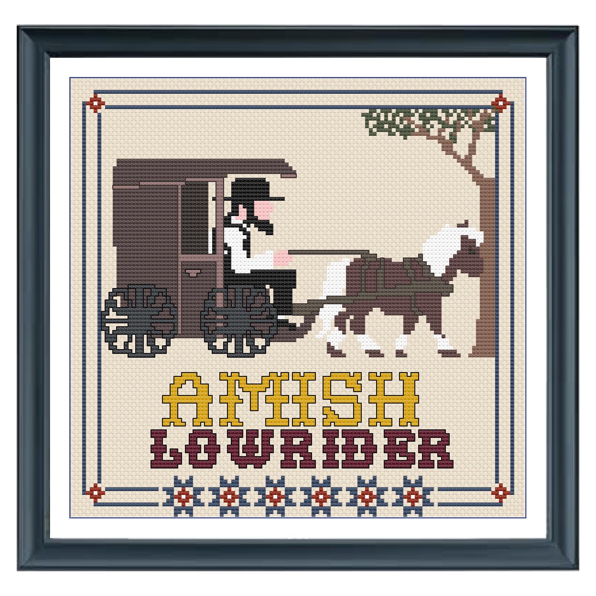 Title: Amish Lowrider Cross Stitch Pattern | Lowered Buggy With Pony ...
