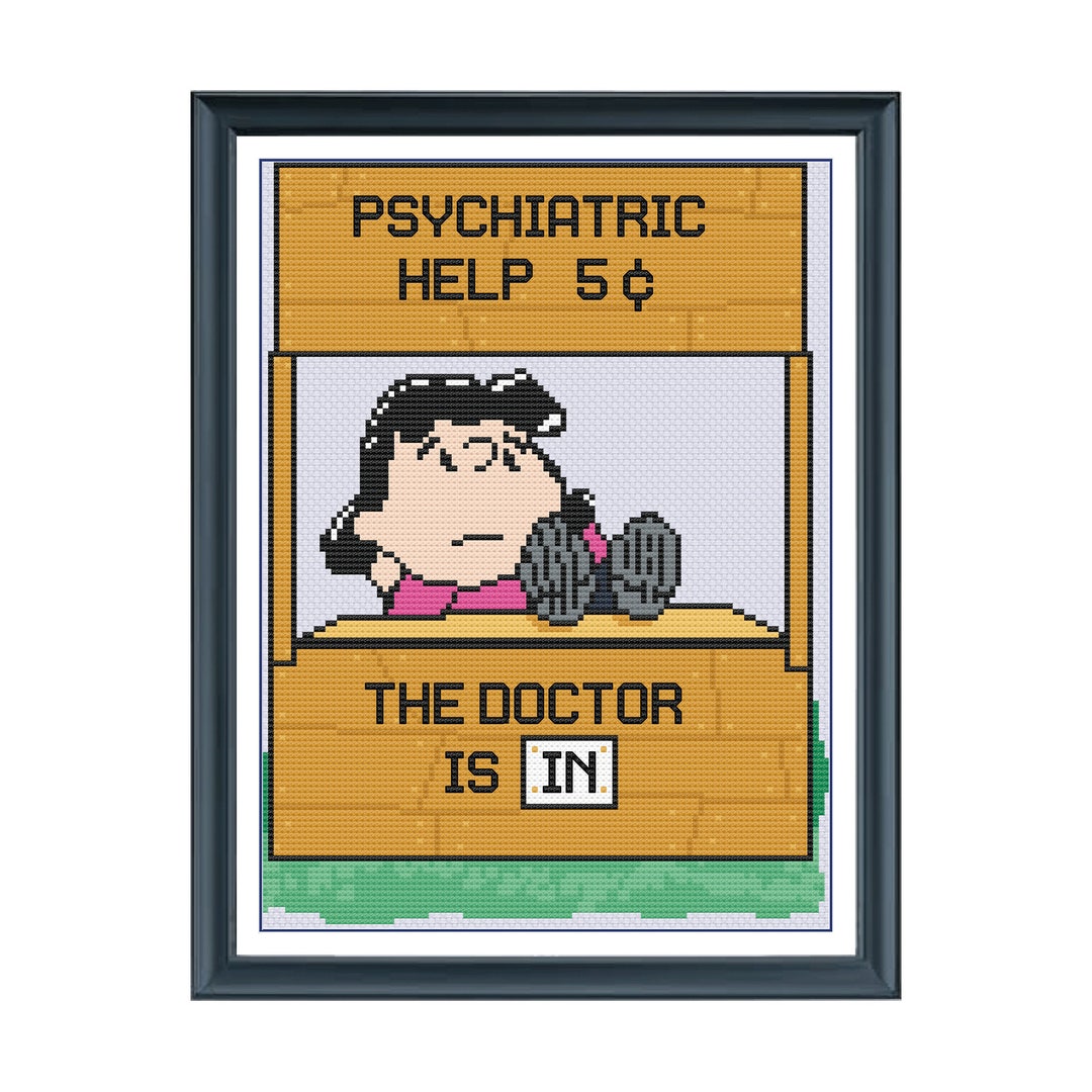 Peanuts Cross Stitch Psychiatric Help Lucy | Charlie Brown Peanuts ...