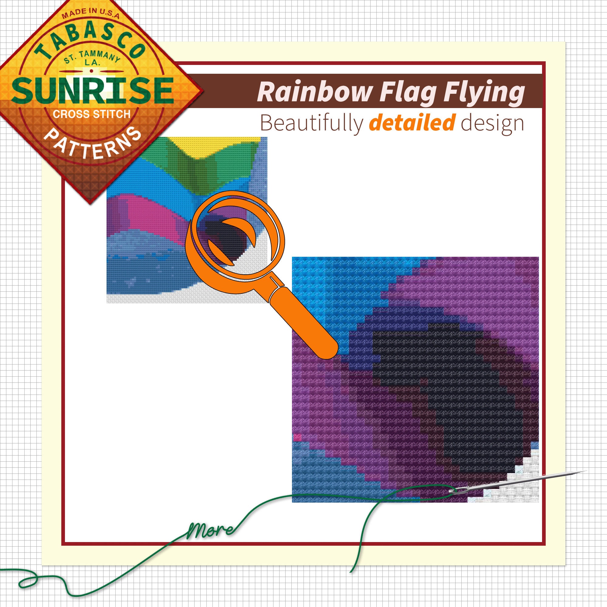 Rainbow Pride Flag - Cross Stitch Pattern - Flying in the Wind - 170 X ...