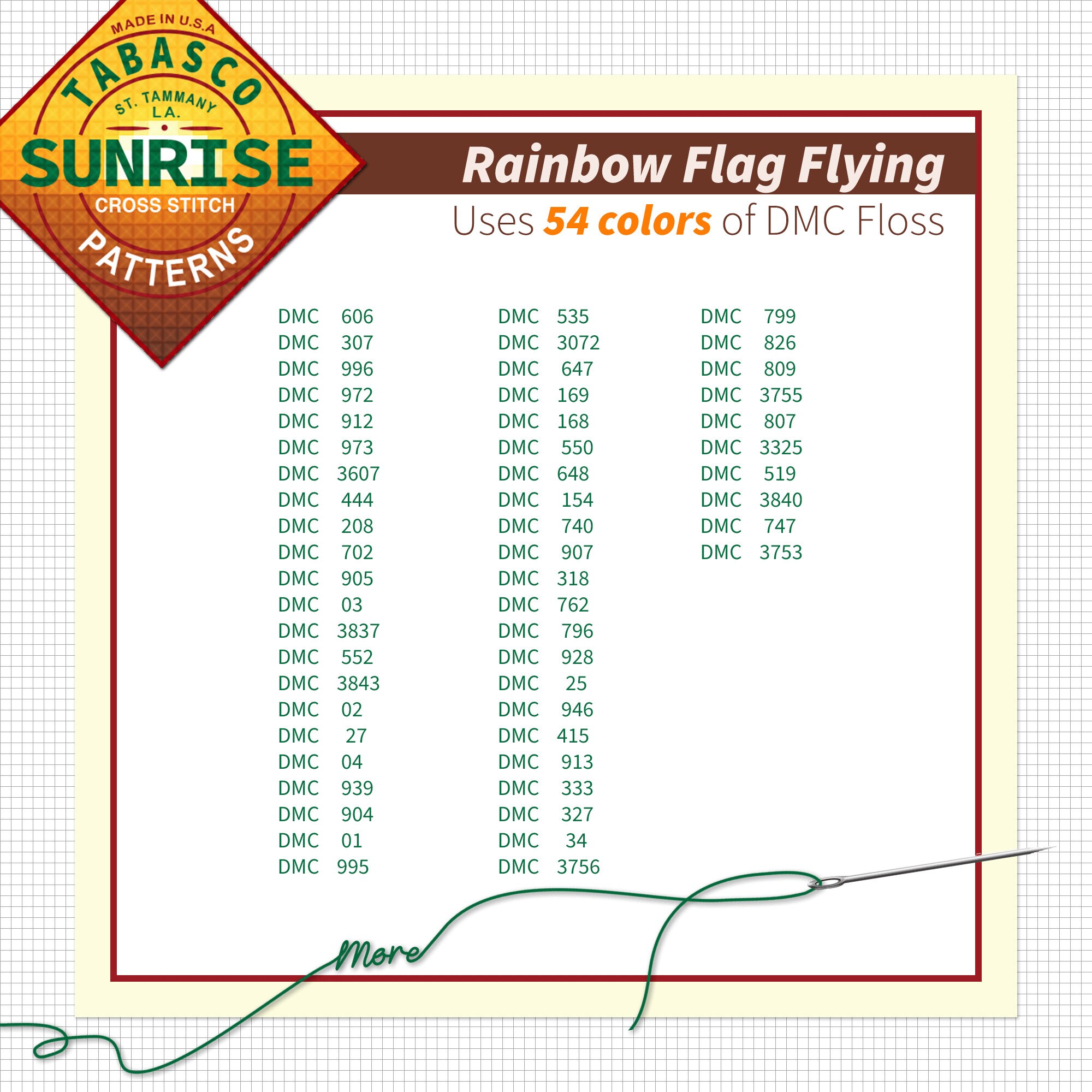 Rainbow Pride Flag - Cross Stitch Pattern - Flying in the Wind - 170 X ...