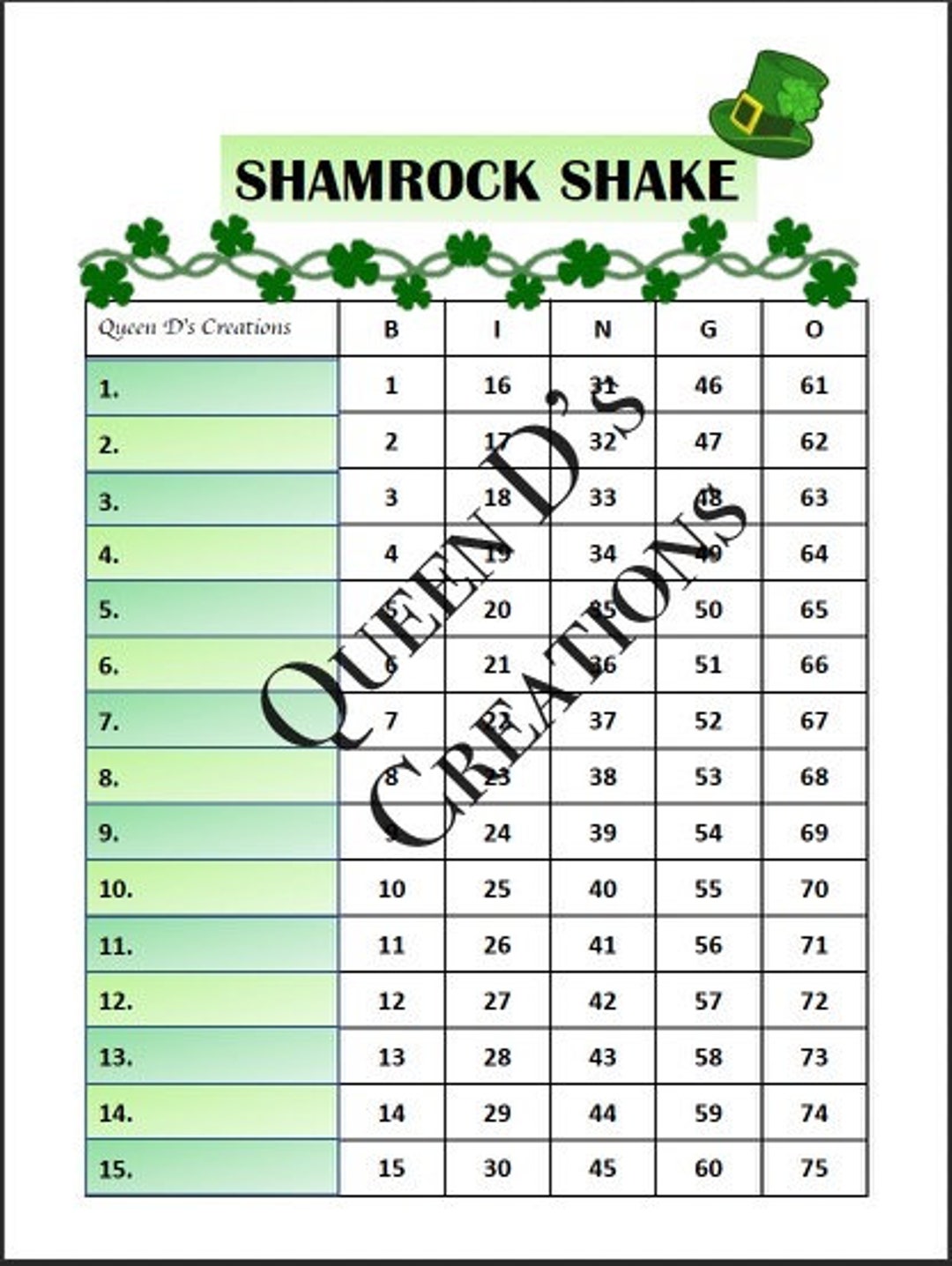 Shamrock Shake Mixed 75 Bingo Bundle - Etsy