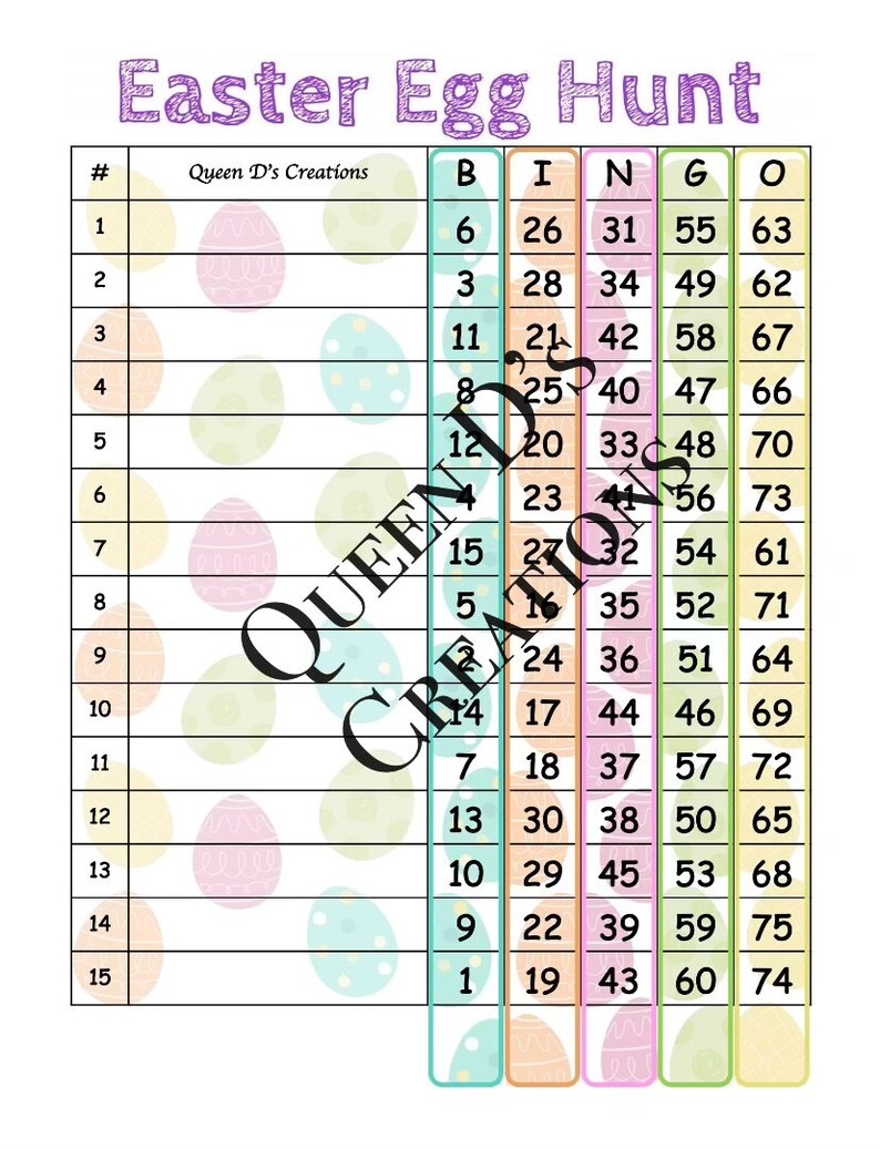 Easter Egg Hunt Lines Bingo - Etsy