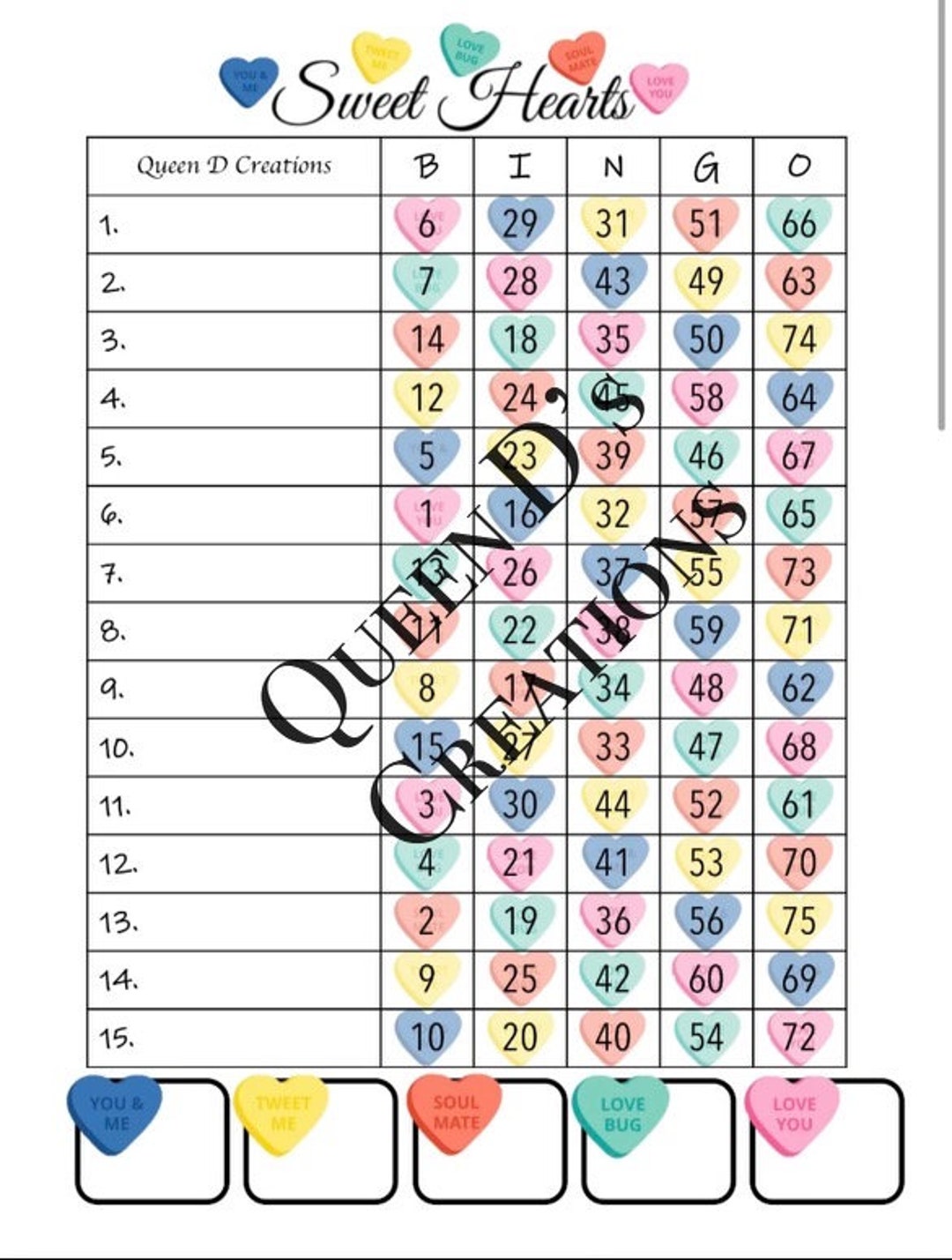 Sweethearts Valentine's Day Rainbow Bingo Board - Etsy