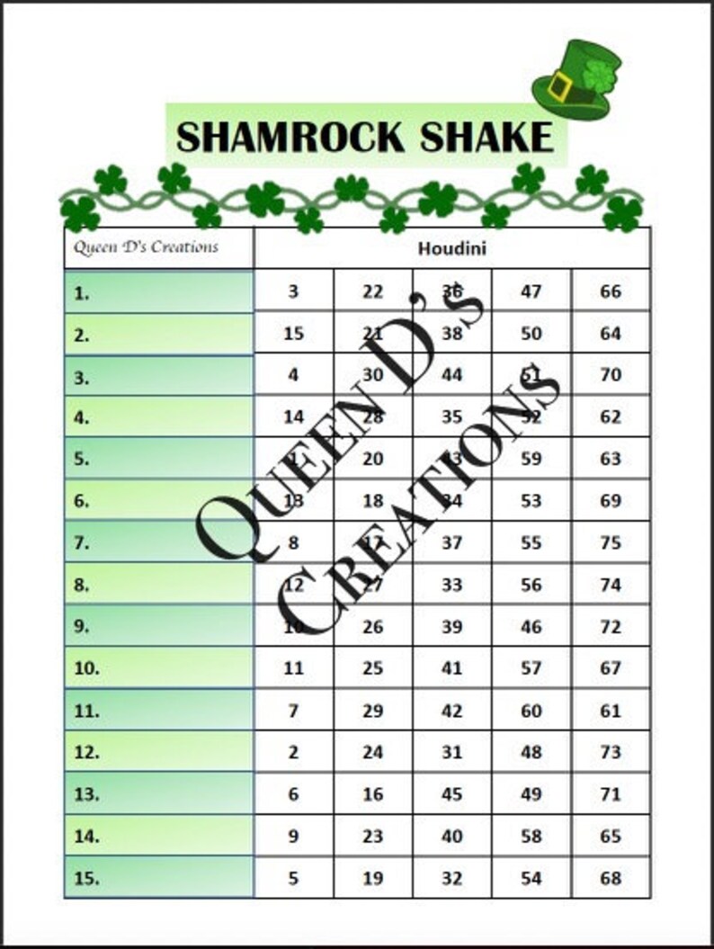Shamrock Shake Mixed 75 Bingo Bundle - Etsy