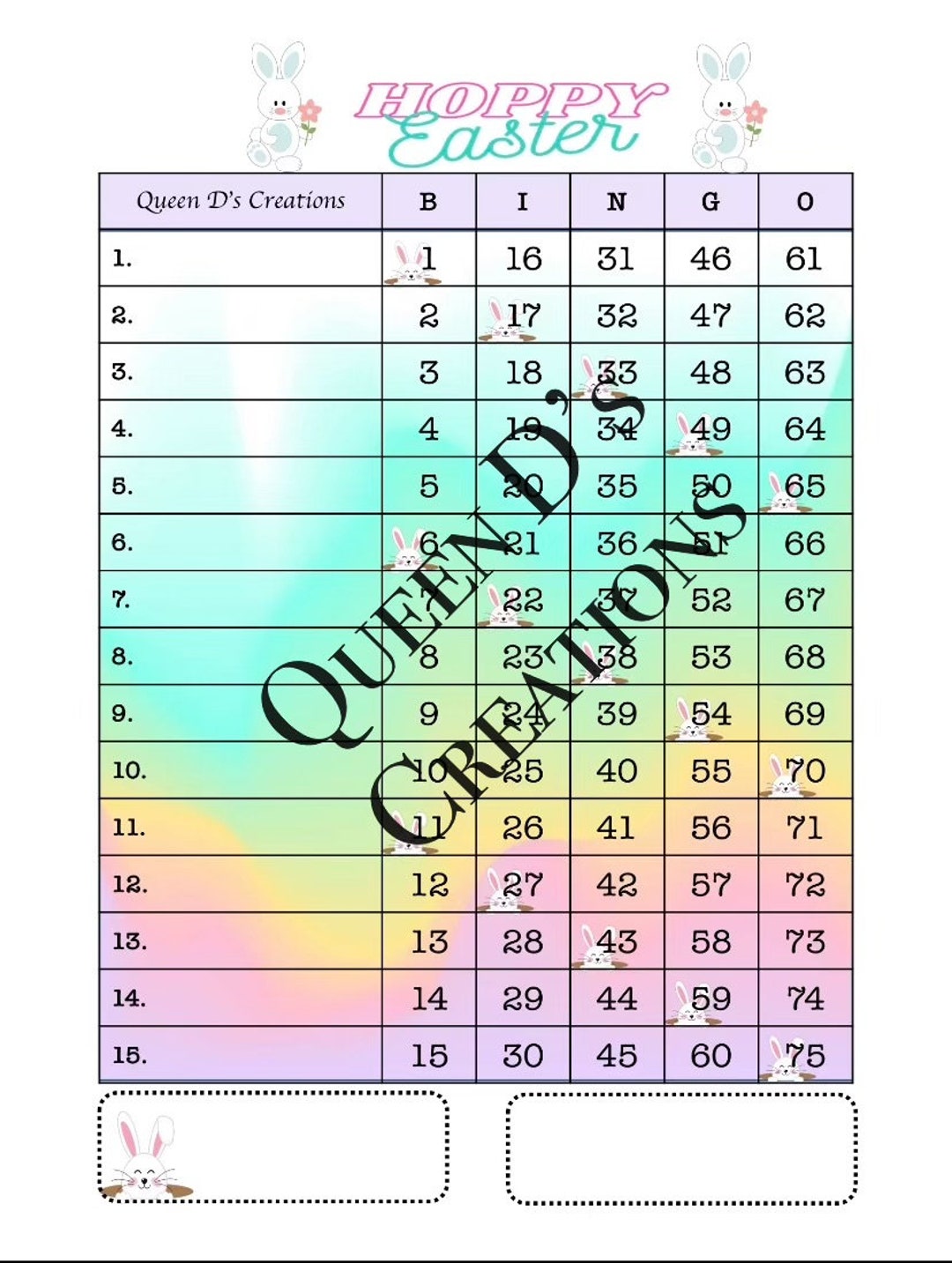 Hoppy Easter Lines Bingo - Etsy