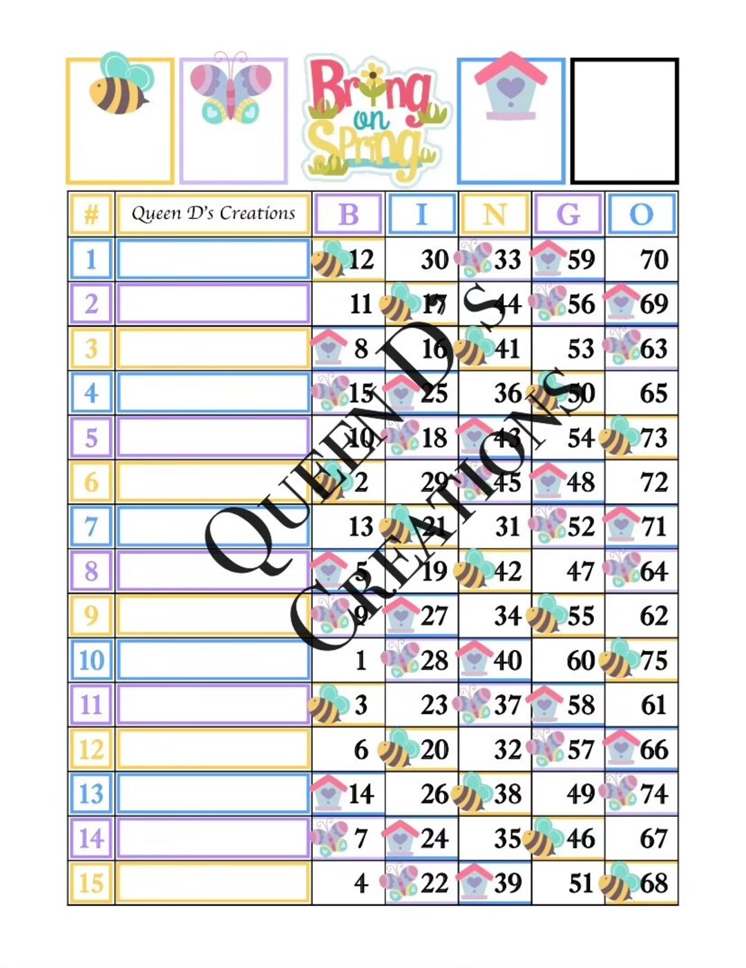 Bring on Spring Bingo Board - Etsy