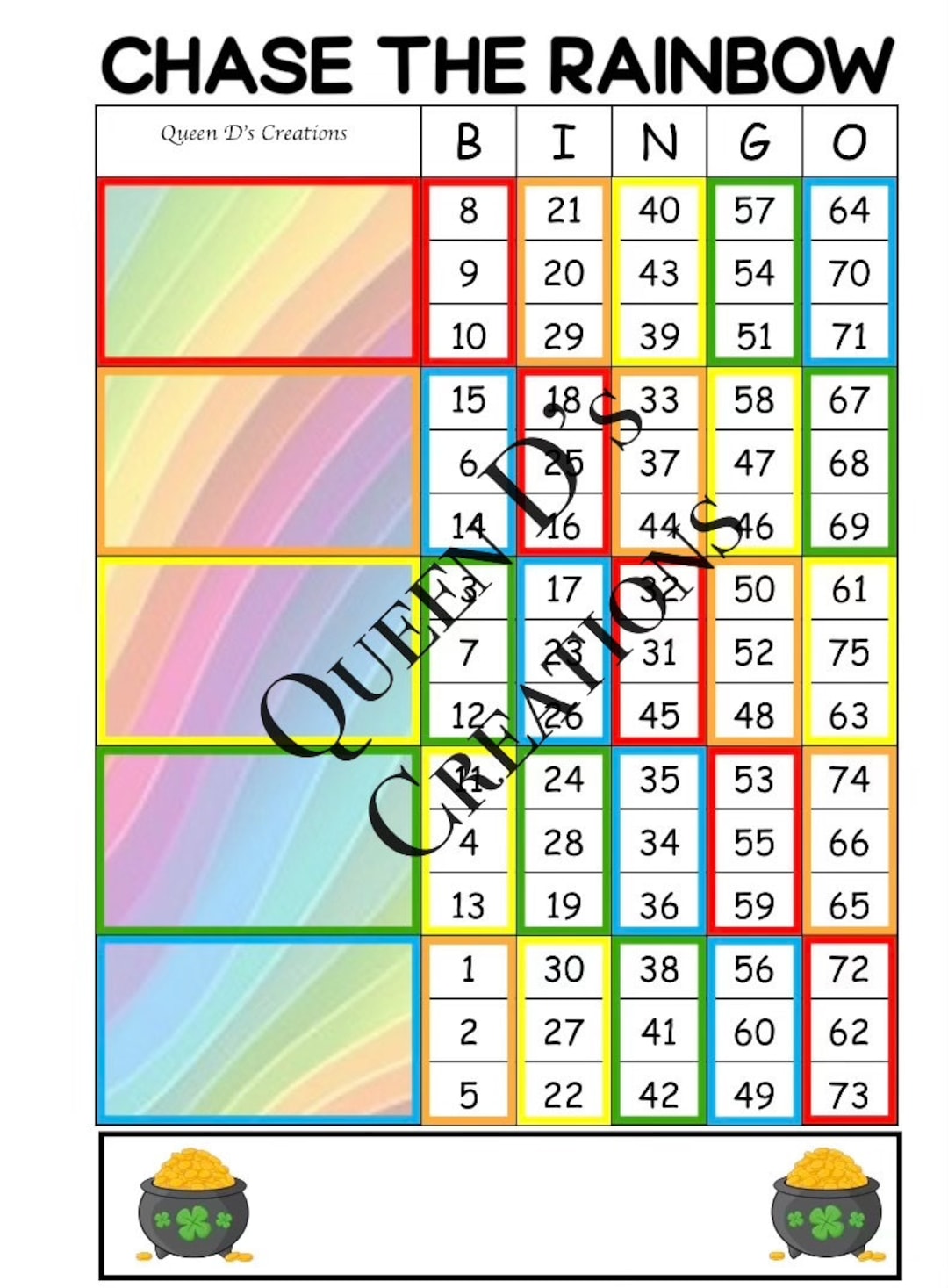 Chase the Rainbow Bingo Blocks - Etsy