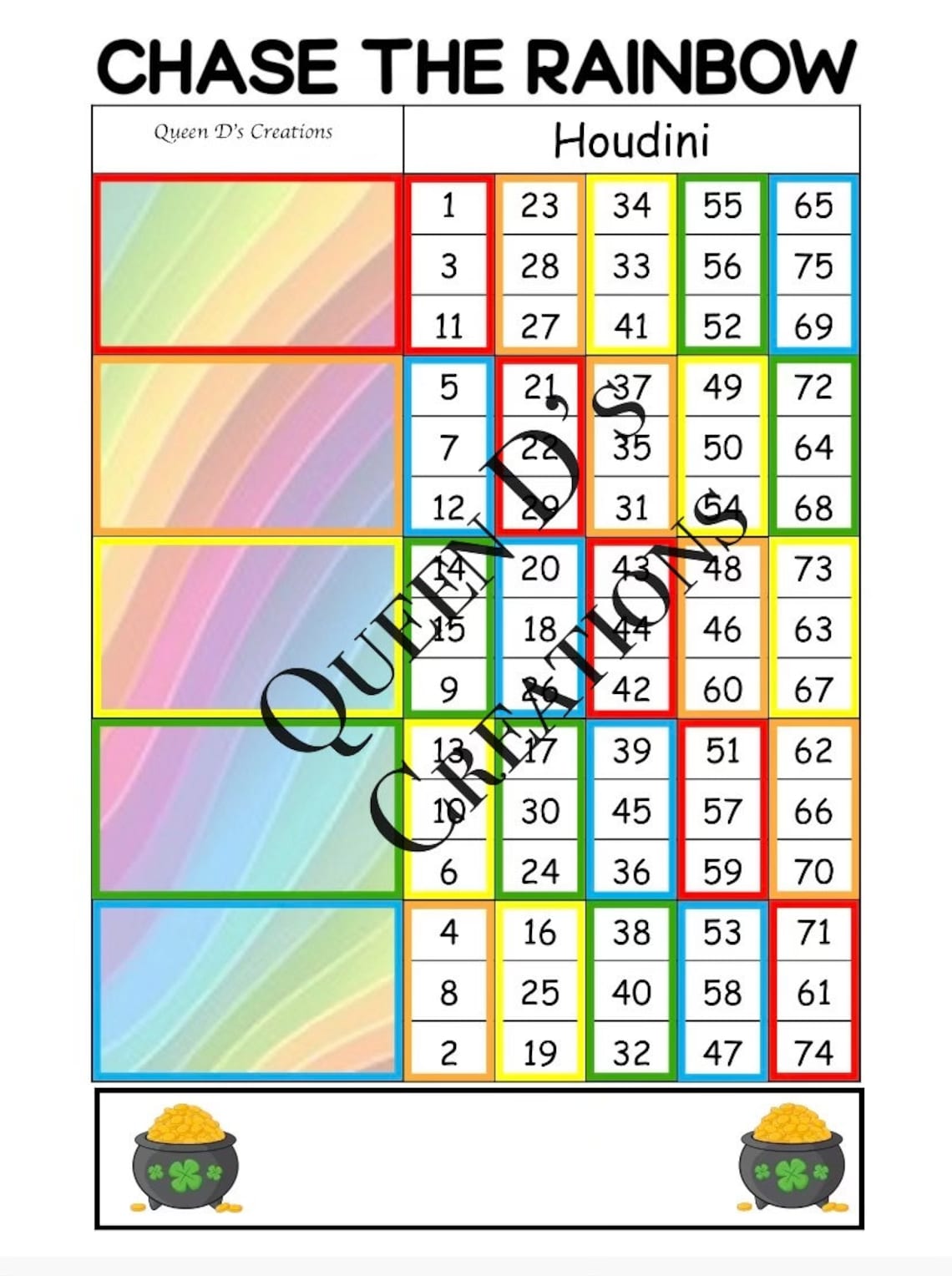 Chase the Rainbow Bingo Blocks - Etsy