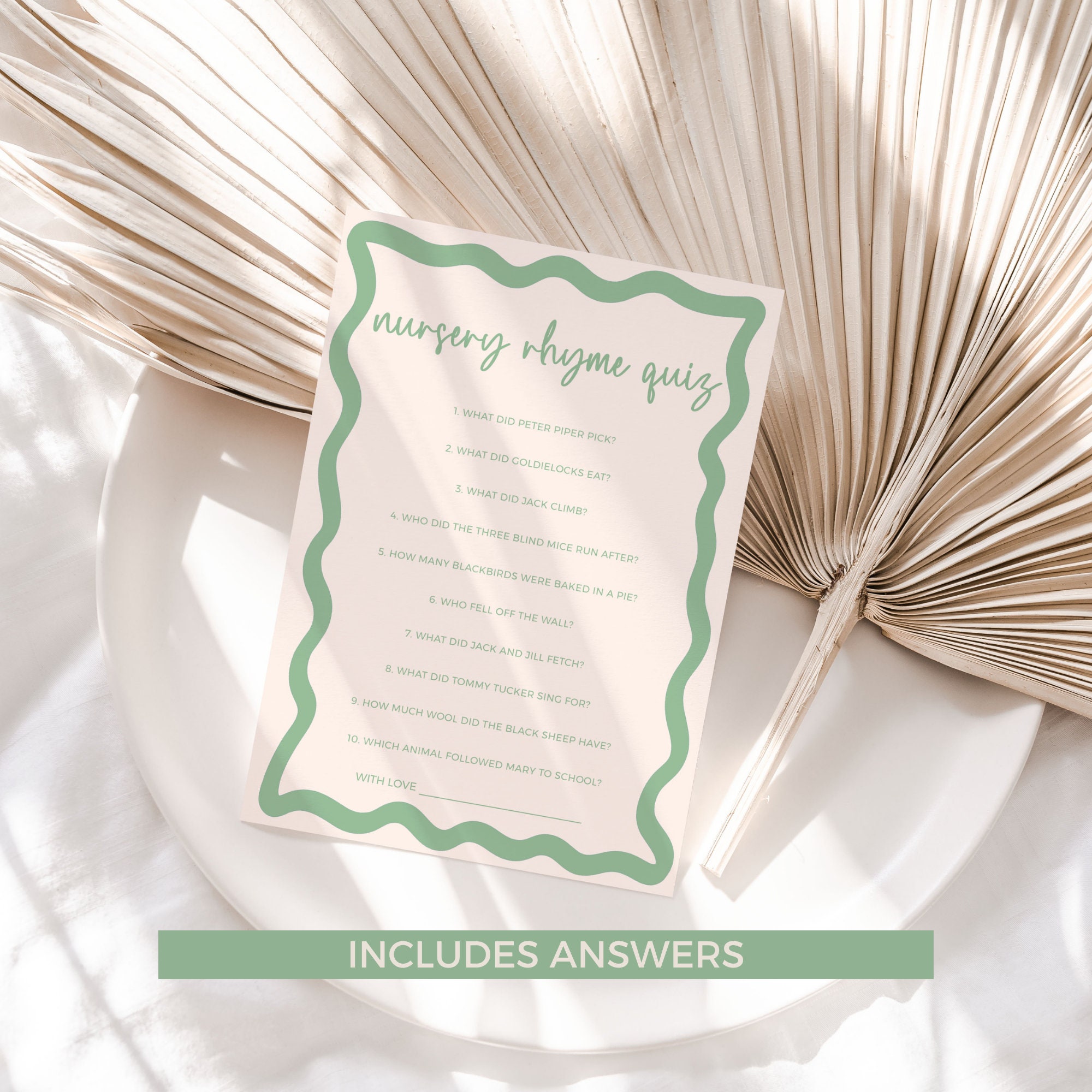 Wavy Border Template Baby Shower Games Nursery Rhyme Match, Gender ...