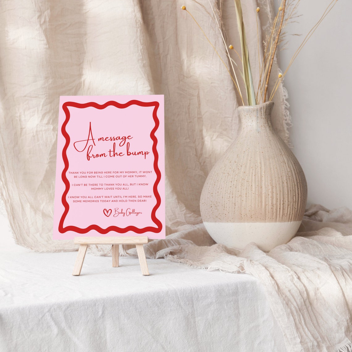 Wavy Retro Border Message From the Bump Baby Sign Canva - Etsy