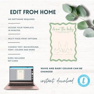 Draw the Baby Wavy Border Template Baby Shower Games, Gender Neutral ...