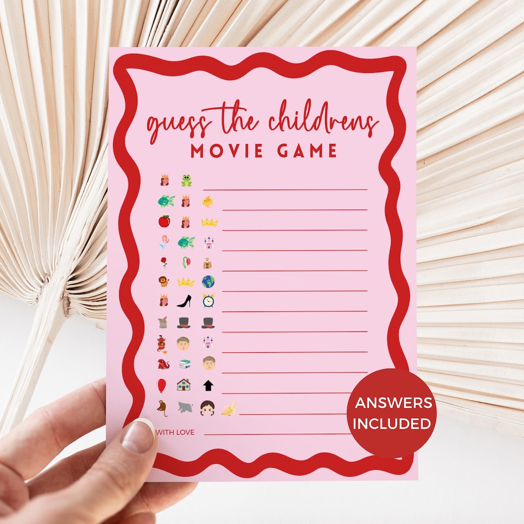 Guess the Children's Movie Game Baby Shower, Retro Pink Wavy Border ...