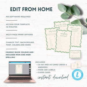 Most Fun Baby Shower Games 18 Bundle, Editable Gender Neutral Wavy ...