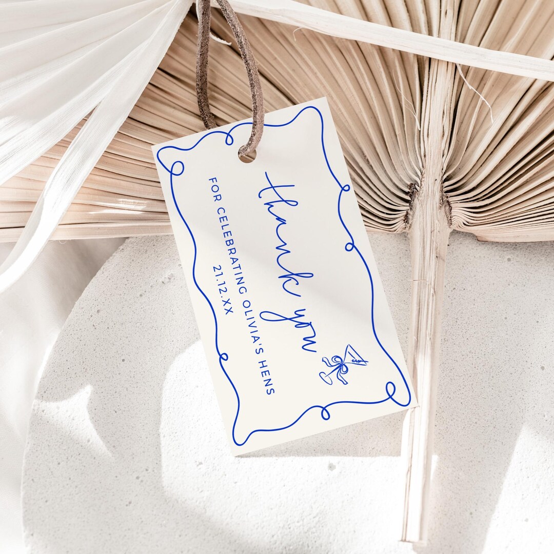 Wavy Border Hens Party Thank You Tags, Bridal Shower Bachelorette Gift ...